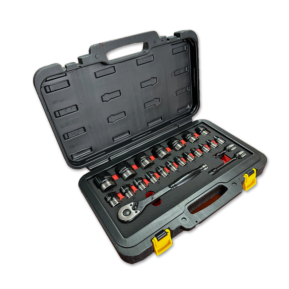 AuzGrip A84501 22 Piece Metric 6 Point 1/2" Square Drive Thin Wall ...